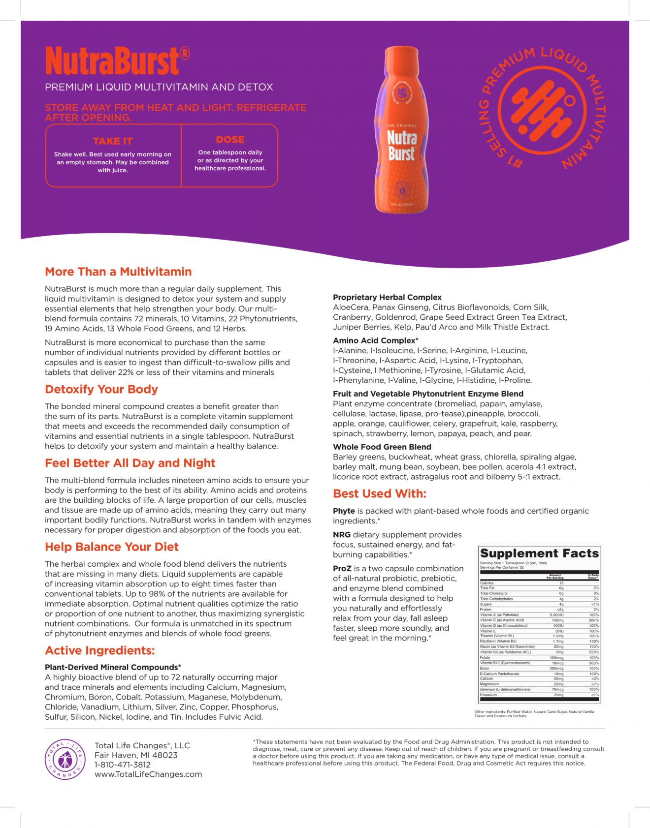 Nutraburst Liquid Multivitamin by Total Life Changes